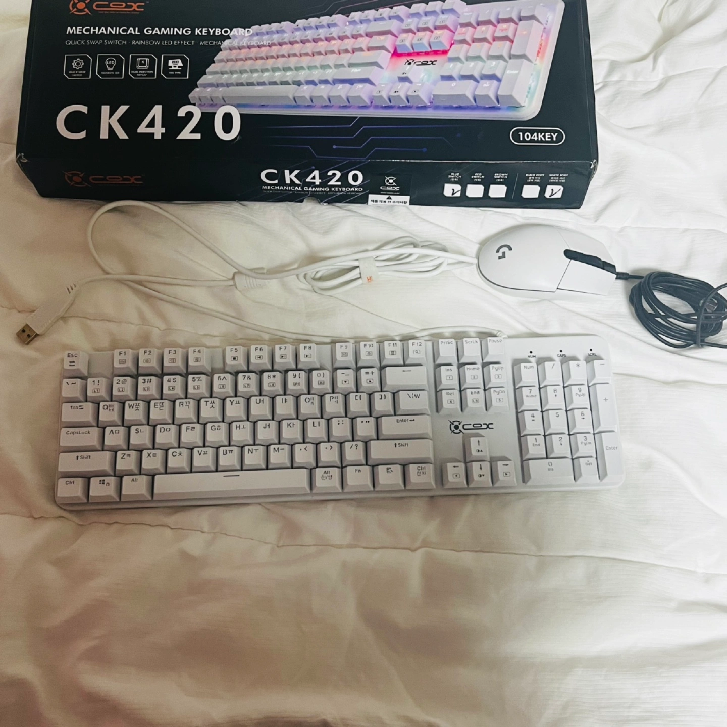 로지텍 마우스+COX CK420 흰색 키보드 | 석사동 | 취미/게임/음반 | 당근 중고거래