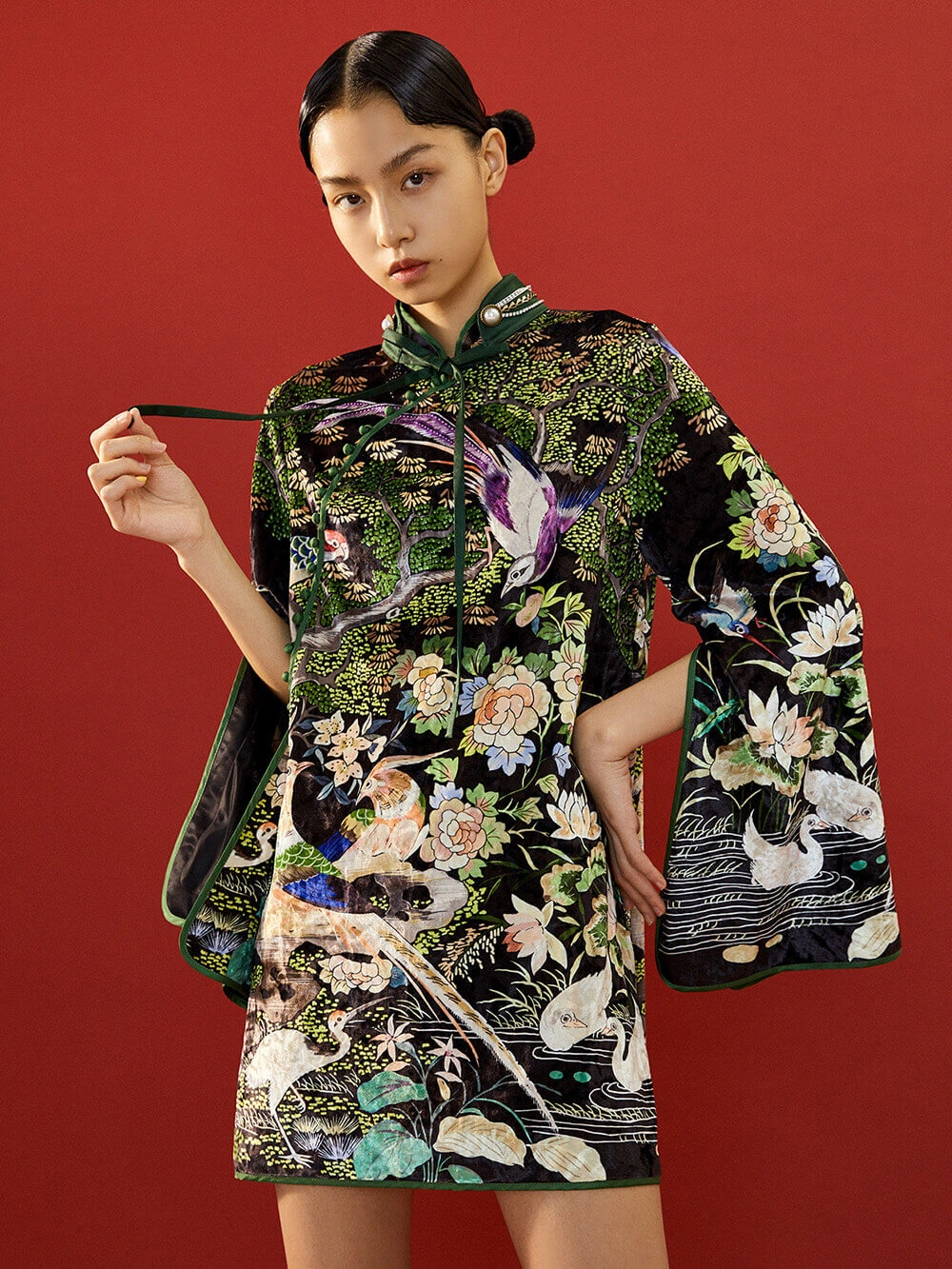 새상품) 중국 패션브랜드 MUKZIN Floral Print Cheongsam 벨벳 치파오 | 역삼동 | 여성의류 | 당근 중고거래