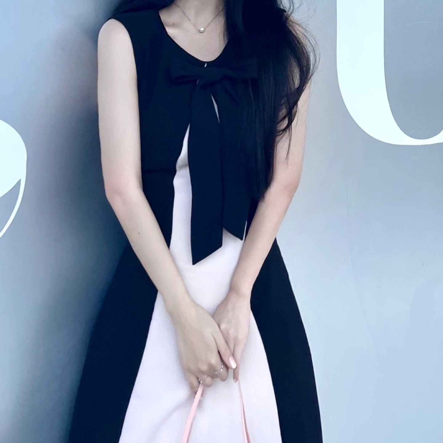 밀크코코아 너무 예쁜 리본 타이 미니 원피스 연분홍 블랙 배색 고급 하객룩 | 홍제동 | 여성의류 | 당근 중고거래