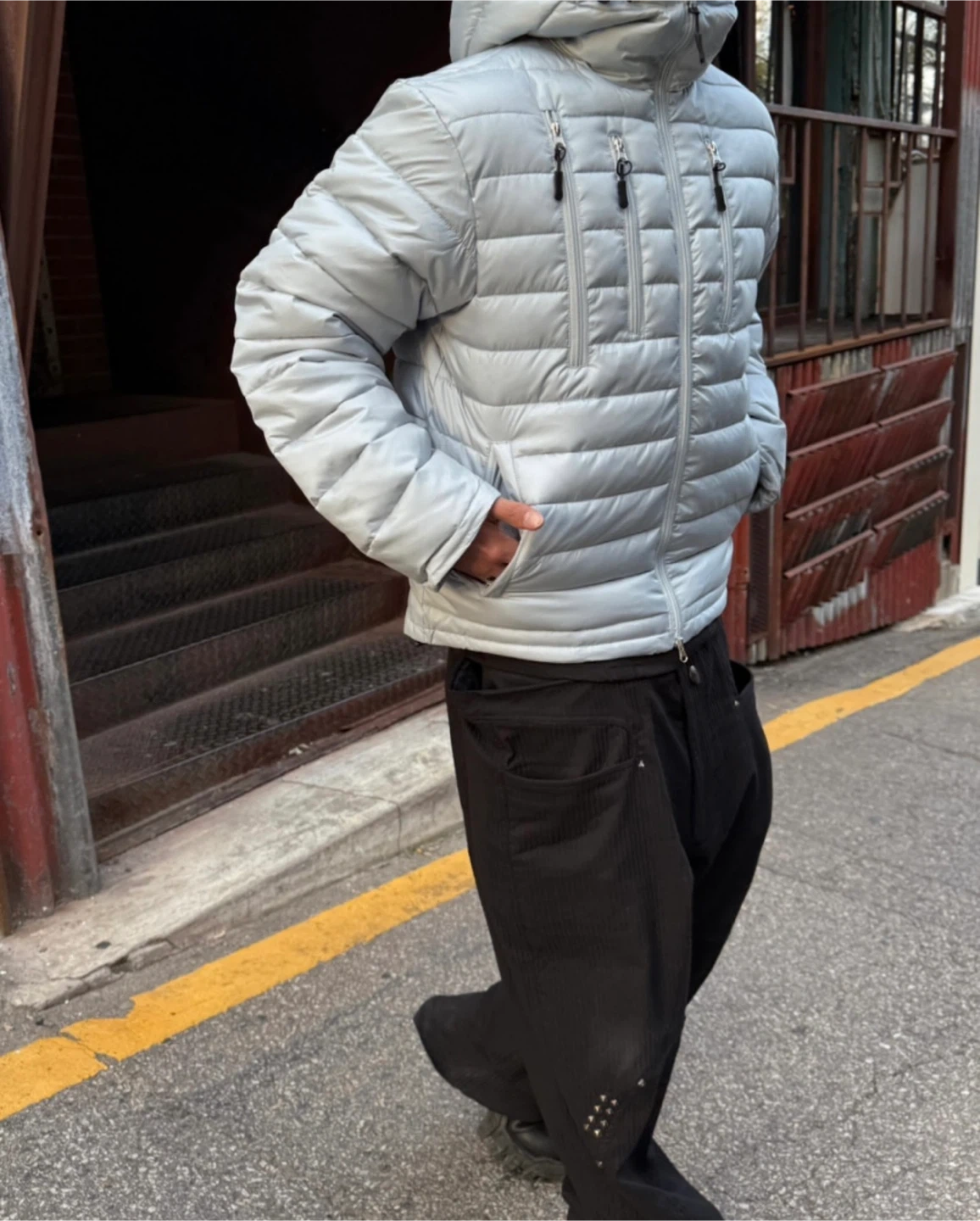 경량 패딩 후드 소라색 | 남성패션/잡화 | 당근 중고거래